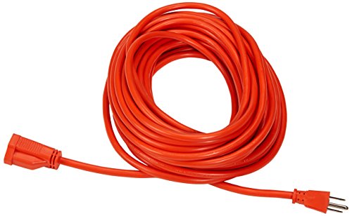 BLACK+DECKER 3-in-1 Electric Leaf Blower, Leaf Vacuum, Mulcher (BEBL7000) & Amazon Basics 50-Foot 3-Prong Vinyl Indoor/Outdoor Extension Cord - 13 Amps, 1625 Watts, 125 VAC, Orange