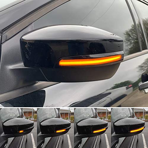 autboom Smoked Lens Sequential Amber Led Mirror Turn Signal Light Side Marker Lamp Assembly Compatible with Ford 2012-2018 Focus ST、SE、RS Titanium, 2013-2019 Kuga Escape, 2015-2018 C-Max