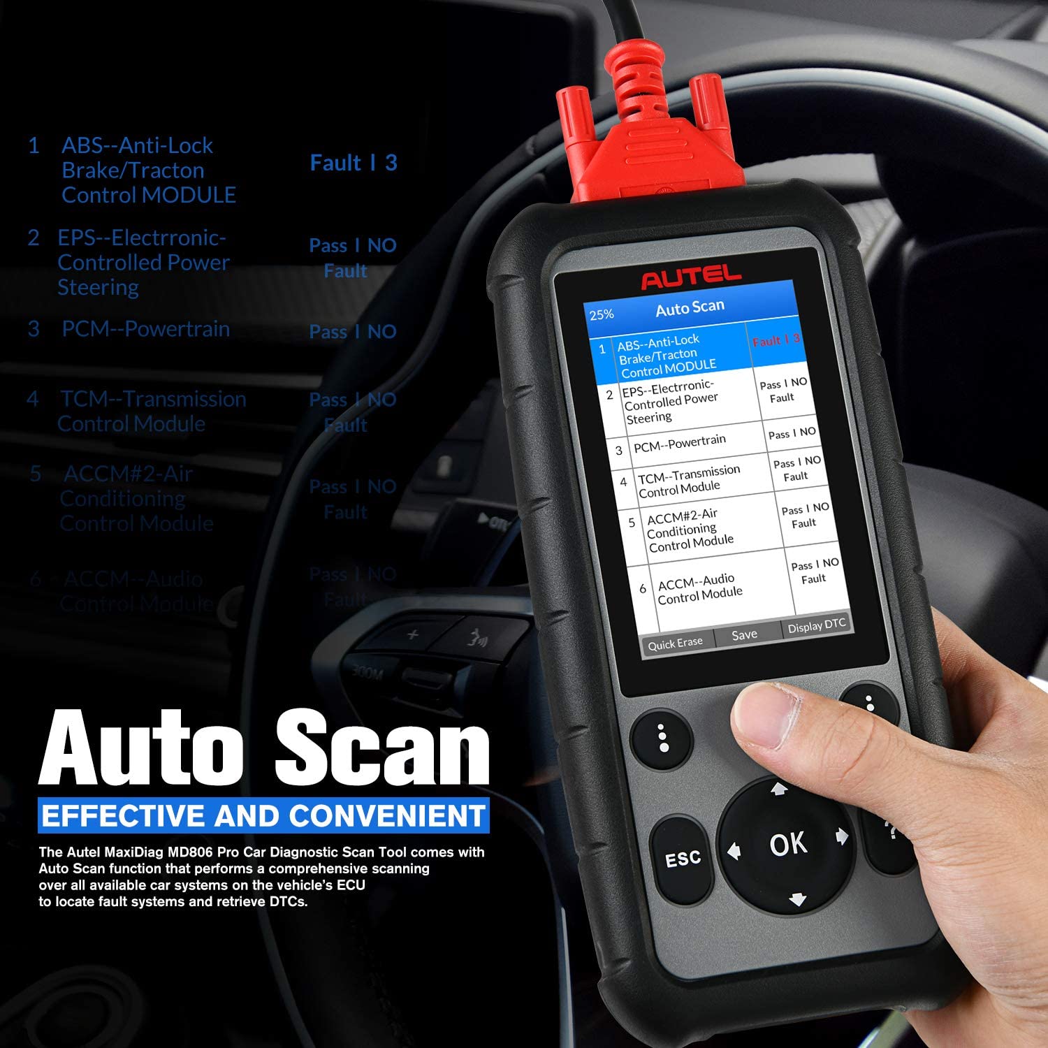 Autel MaxiDiag MD806 PRO Scanner: 2024 Full System Diagnostic Scan Tool w/ 7 Hot Services, Upgrade Ver. of MD808 MD806 MD805 MD802, Oil Reset BMS SAS Throttle A/F EPB, AutoScan Free Update, Scan Print