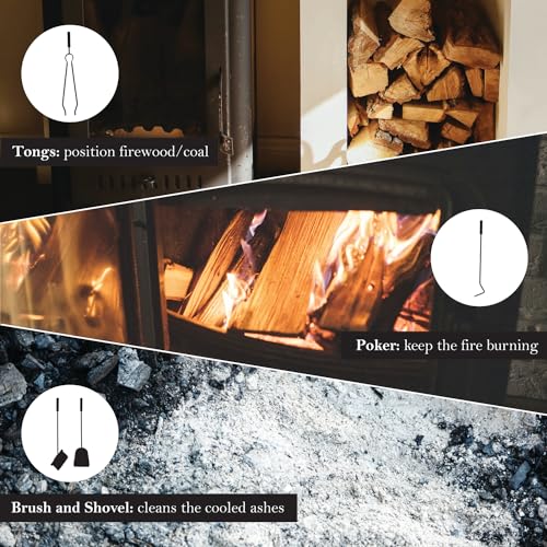 JVL 11-324 Lambeth Contemporary Fireside Companion Arch Tool Set, Steel, Black, 23 x 14 x 66 cm, 4 Pieces …