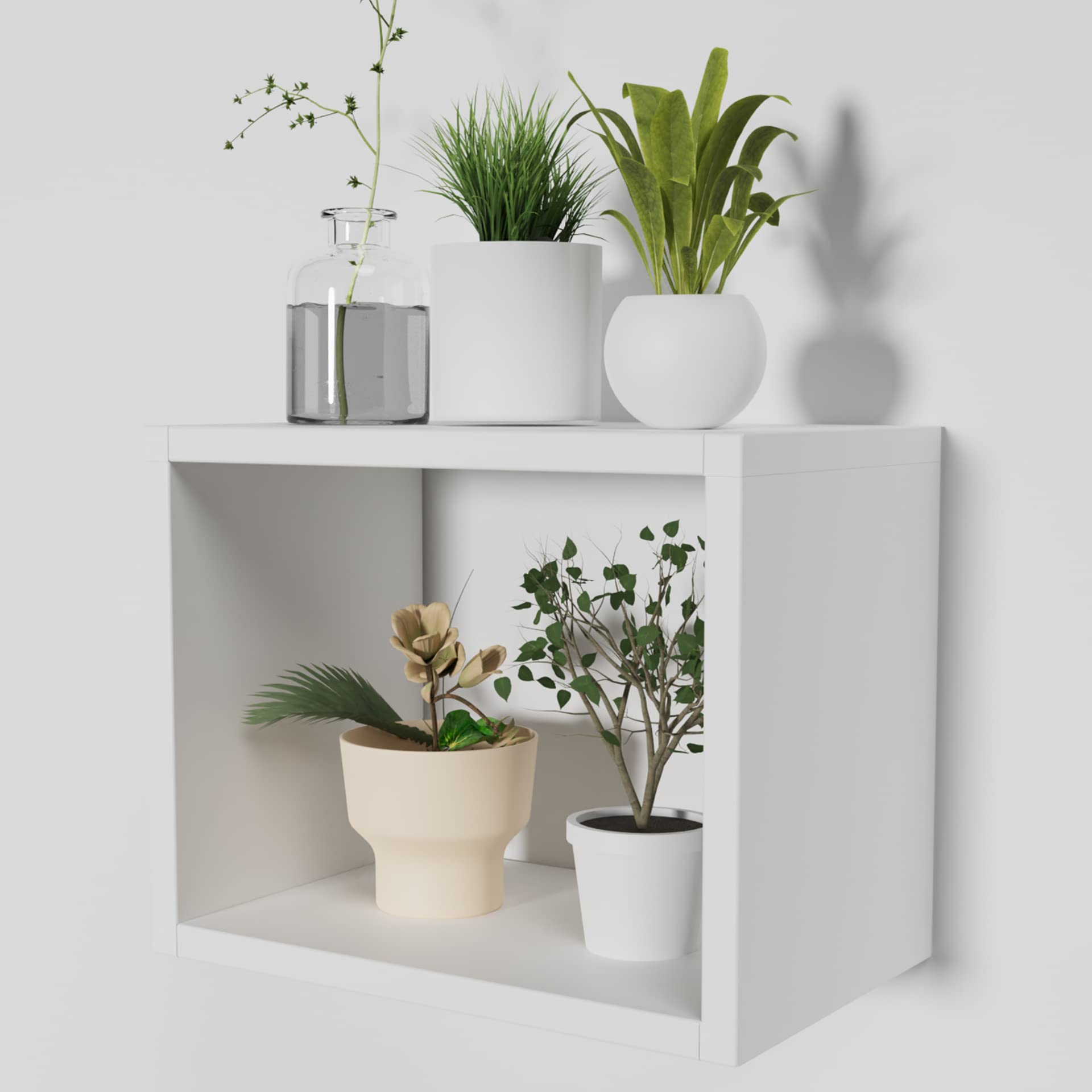 Bamboo Floating Cube Shelves, Wall Mounted Storage Box Shelves 16"x 12"x 9.45" Inch, Cube Corner Shelf Book shelves for Bedroom, Bathroom, Living Room, Kitchen,Office (Bamboo)