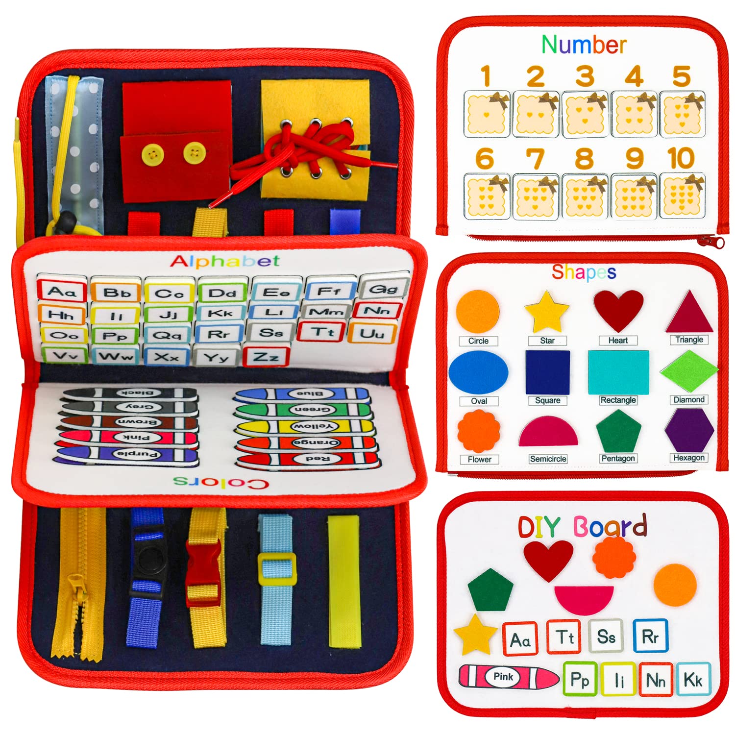 HarVow Busy Board for Toddlers, Montessori Home Teach Life Skills & Learning Skills for Kids 2-4, Montessori Educational Toys, Sensory Autism Toys, Preschool Learning Activity for Boys & Girls Age 1-3