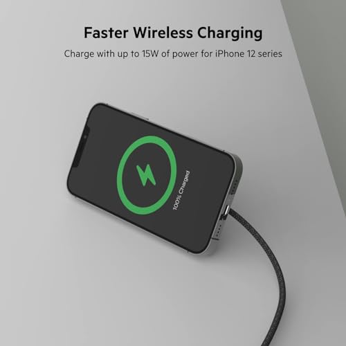 Belkin MagSafe Wireless Charger Pad - iPhone for 14, 13, 12 USB C with 6.6β Cable & integrated Stand White Wall Not Included