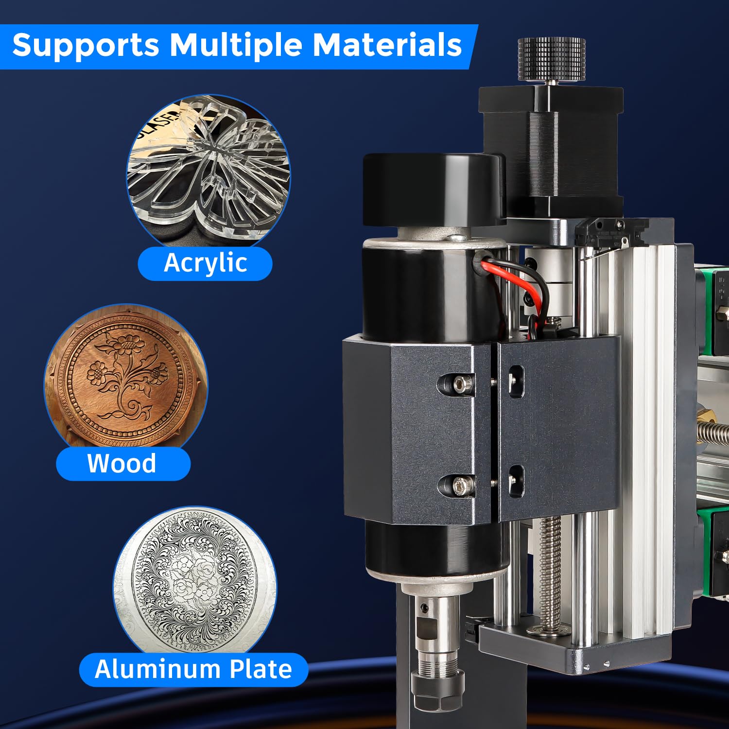 CNC Spindle, 500W CNC Spindle Motor,52mm Clamp with ER11 Collet and 10pcs Router Bit,High Precision for DIY CNC Router Milling and CNC Router Machine