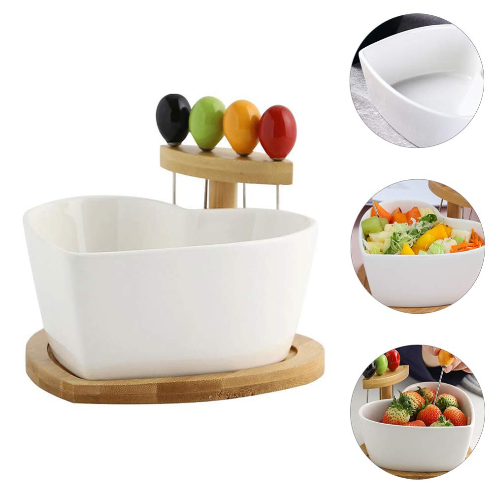 Cabilock Gourmet Food Container 1 Set Fruit Bowl with Fork White Mini Stainless Steel Pistachio Soup Bowls Mini Candy