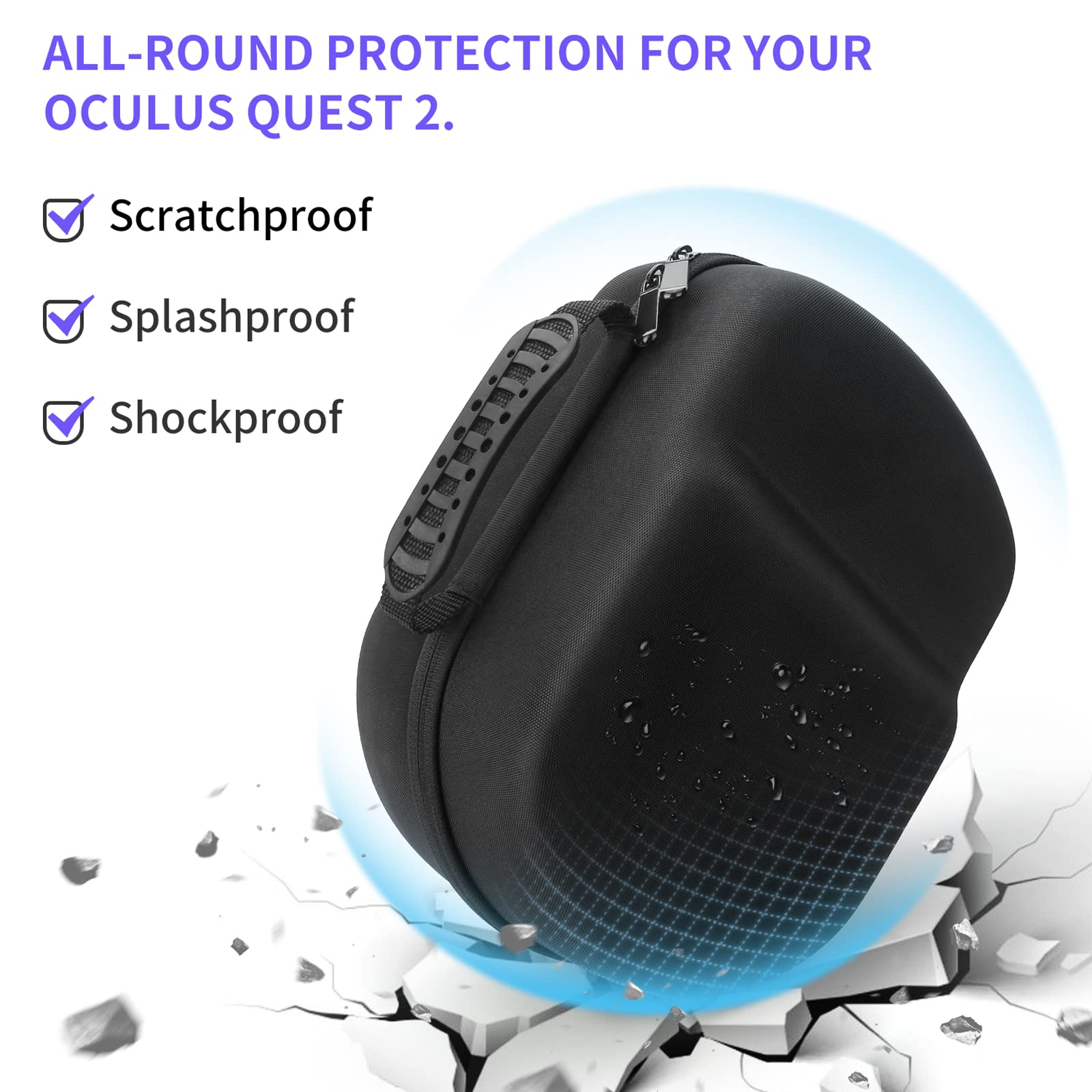 Fromsky Yinke for Oculus/Meta Quest 2/Pico 4 Case, Hard Travel Carrying Case All-in-One Storage, Compatible with Elite Strap VR Headset and More Accessories (Black)