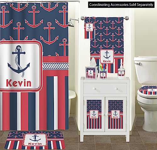 RNK Shops Nautical Anchors & Stripes Waste Basket - Double Sided (Black) (Personalized)