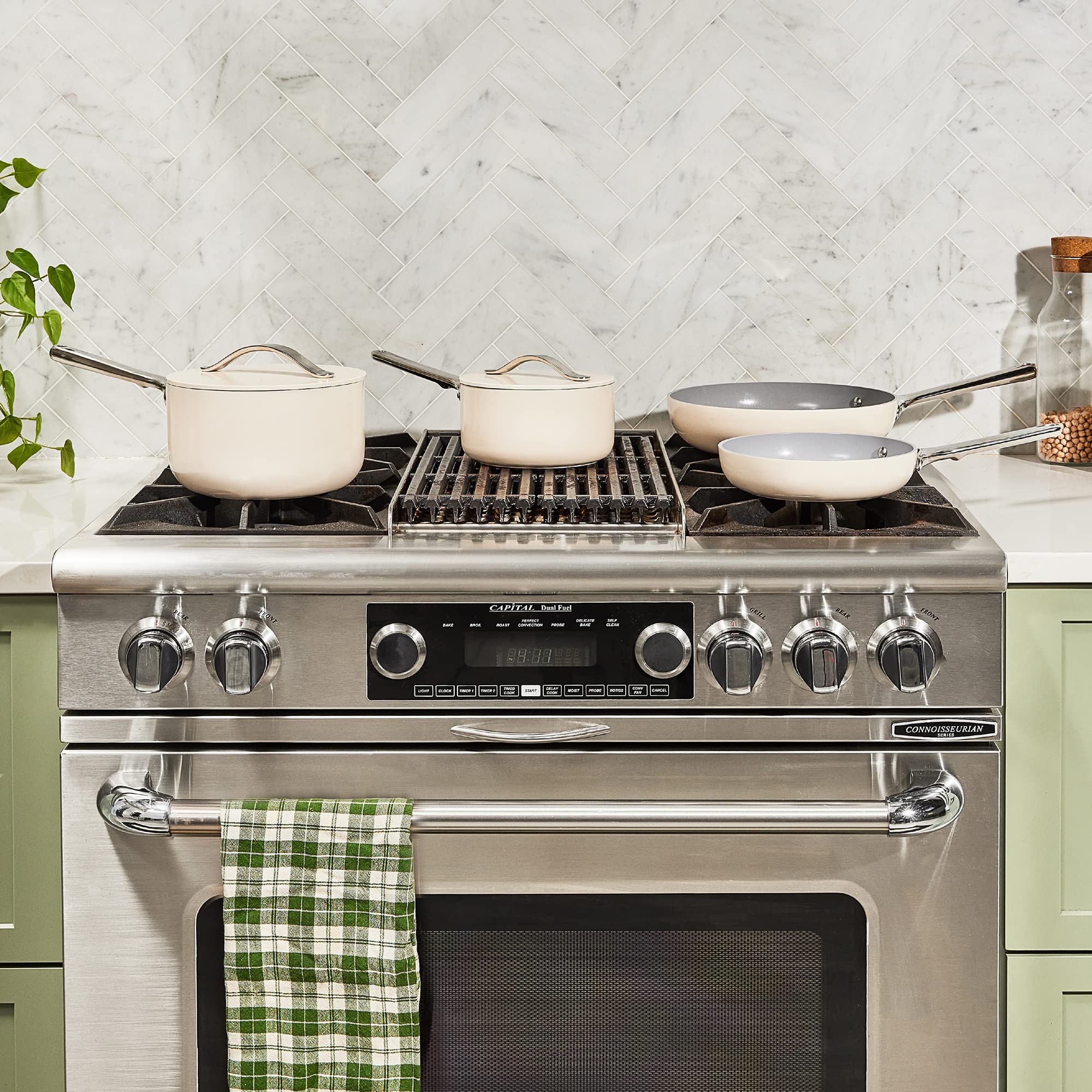 Caraway Mini Duo - Non-Stick Ceramic Mini Fry Pan (1.05 qt, 8") & Mini Sauce Pan (1.75 qt) - Non Toxic, PTFE & PFOA Free - Oven Safe & Stovetop Agnostic (Gas, Electric & Induction) - Perracotta