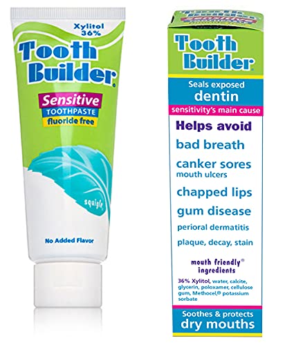Squigle Tooth Builder SLS Free Toothpaste (Stops Tooth Sensitivity) Prevents Canker Sores, Cavities, Perioral Dermatitis, Bad Breath, Chapped Lips - 6 Pack