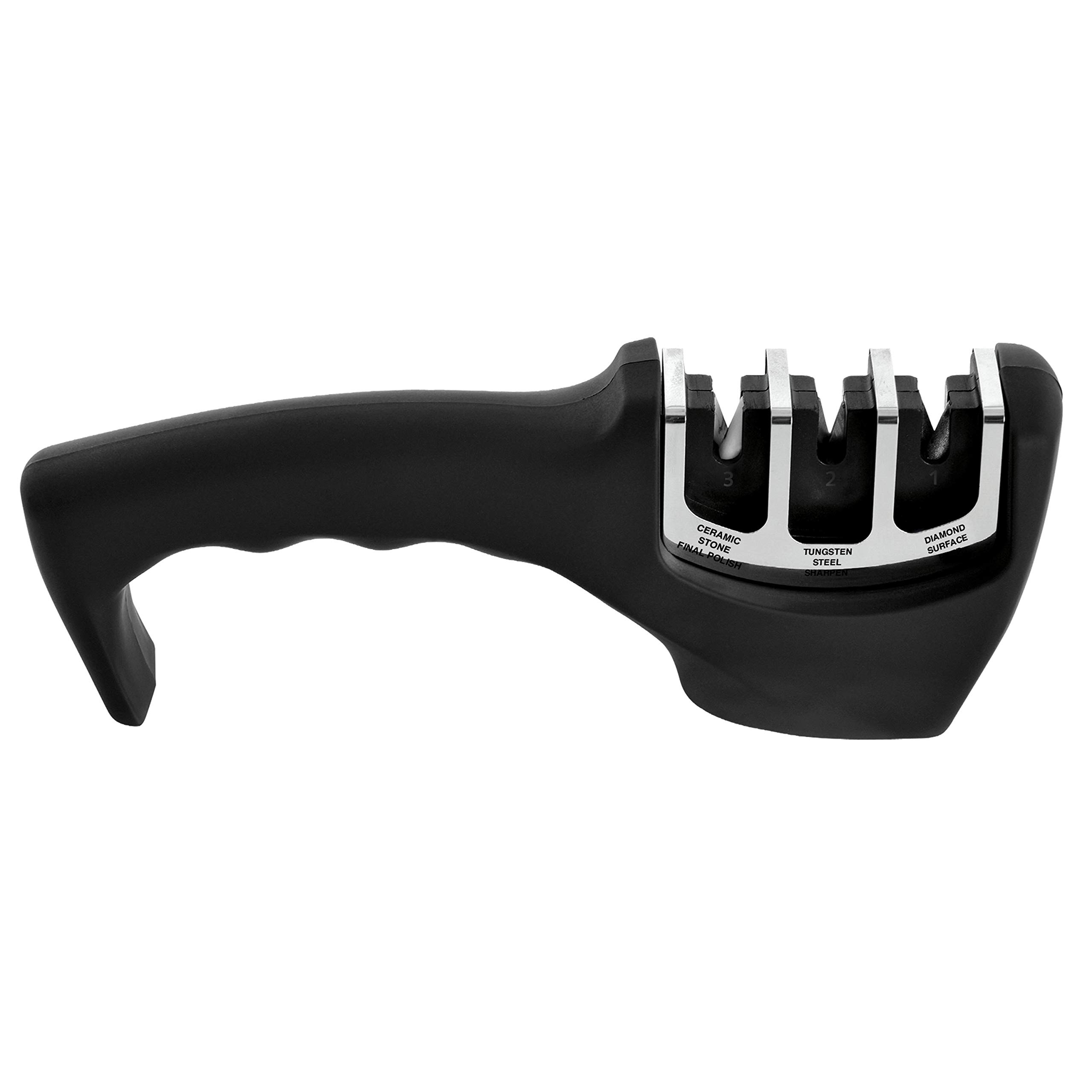 Berghoff Essentials 4Pc Kitchen Knife Set & Sharpener Ergonomically Designed Hollow Handle Slip Resistant Sharp, Well Balanced Diamond Surface