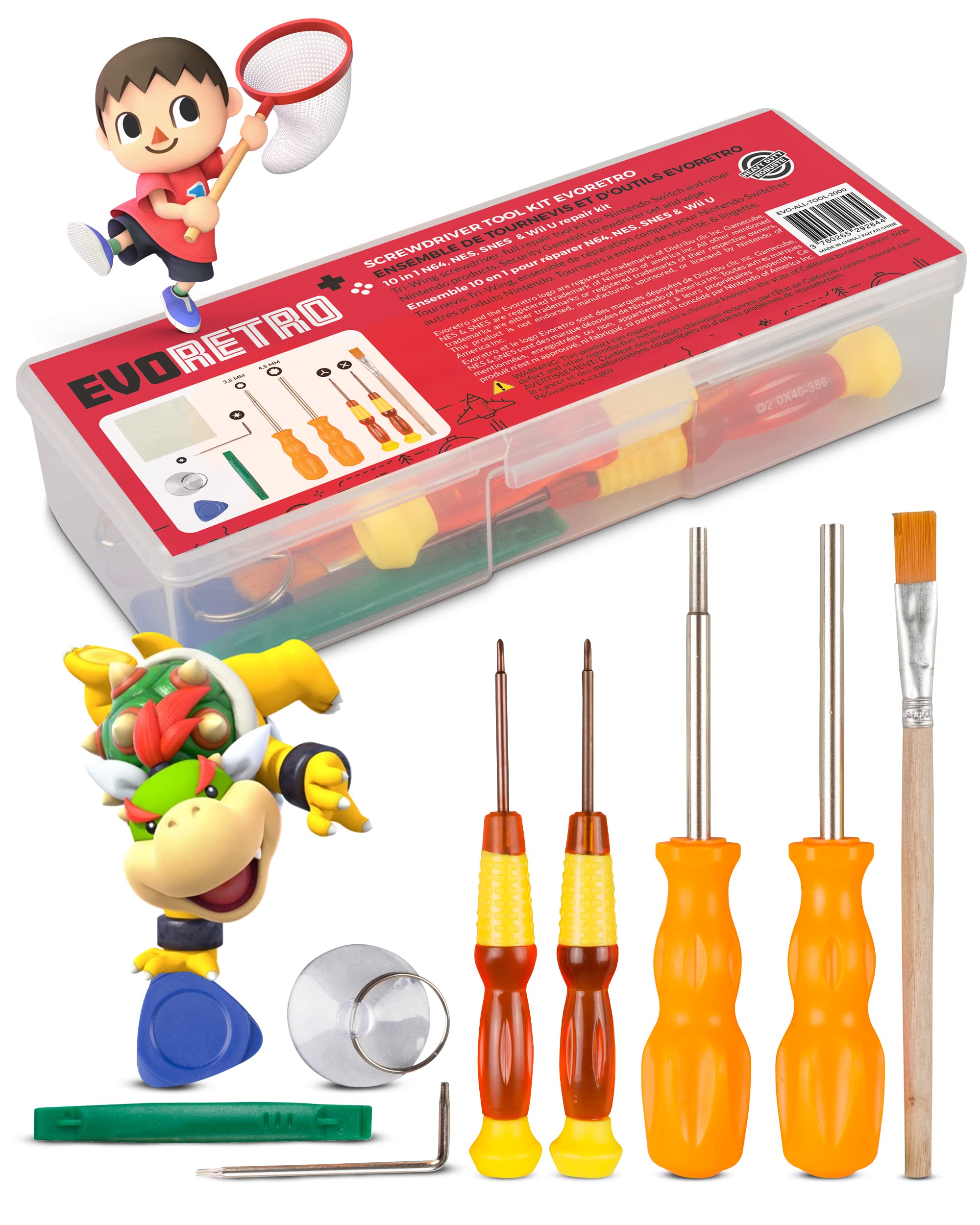 Electronic Repair Tool kit Gaming Screwdriver Repair Kit Set Compatible for Nintendo Switch, Wii, NES, SNES, N64, DS, Switch Lite, GBA, Gamecube by EVORETRO