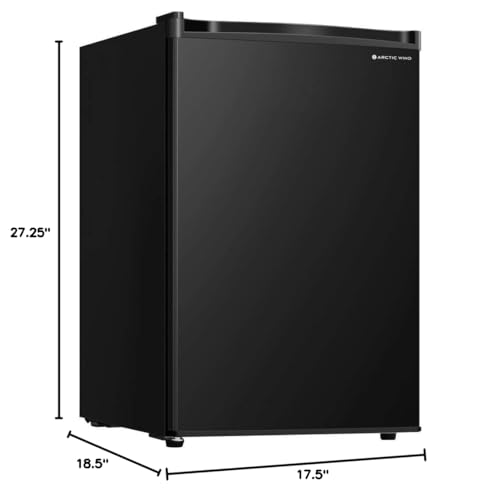 Arctic Wind 2AW1BF26A 2.6-Cu. Ft Energy Star Compact Refrigerator with Freezer Compartment, Drink and Snack Mini Fridge for Bedroom, Dorm Room, Office in Black