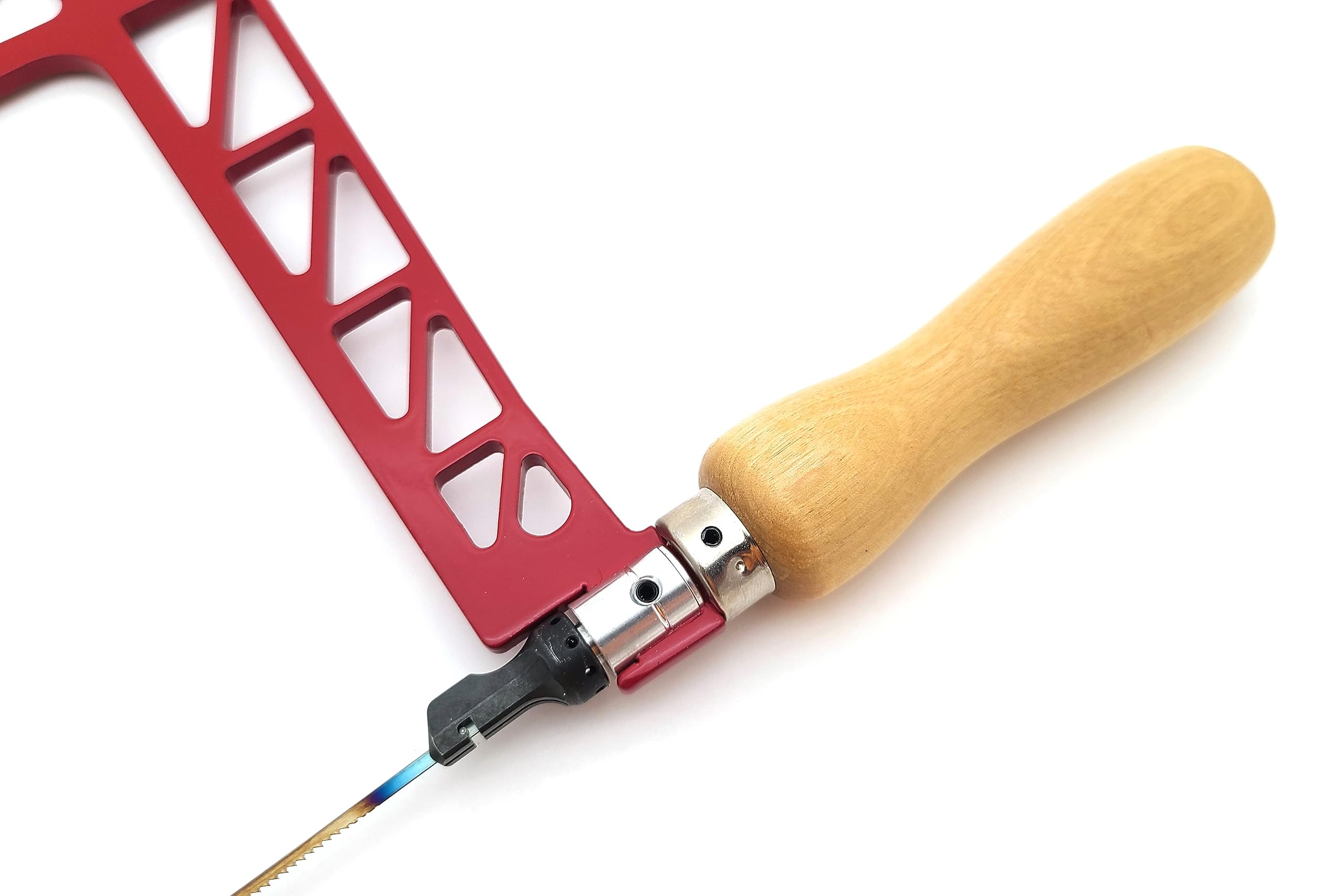 Knew Concepts 125.012 MK IV 6.5 Inch Coping Saw with Cam Lever Tension, Rotating Blade and 12 Each 18 TPI Pegas Pinned Coping Saw Blades