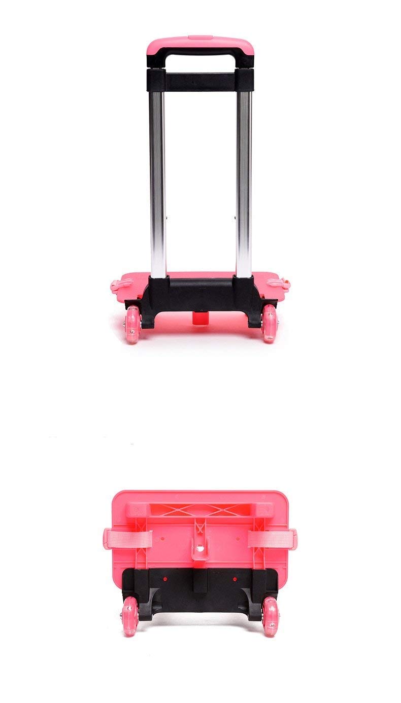 Backpack Hand Truck Wheeled Cart Trolley Hand Aluminium Alloy Folding Trolley Cart for Schoolbag/Backpack (Pink with Two Wheels)