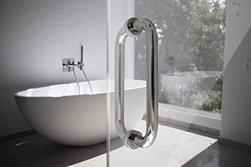 CKB 8" Back to Back Pull Shower Door Handle Compatible with 1/4" to 1/2" Thickness Glass Door for Frameless Shower Doors, Polished Steel with 304 Stainless Steelā¦