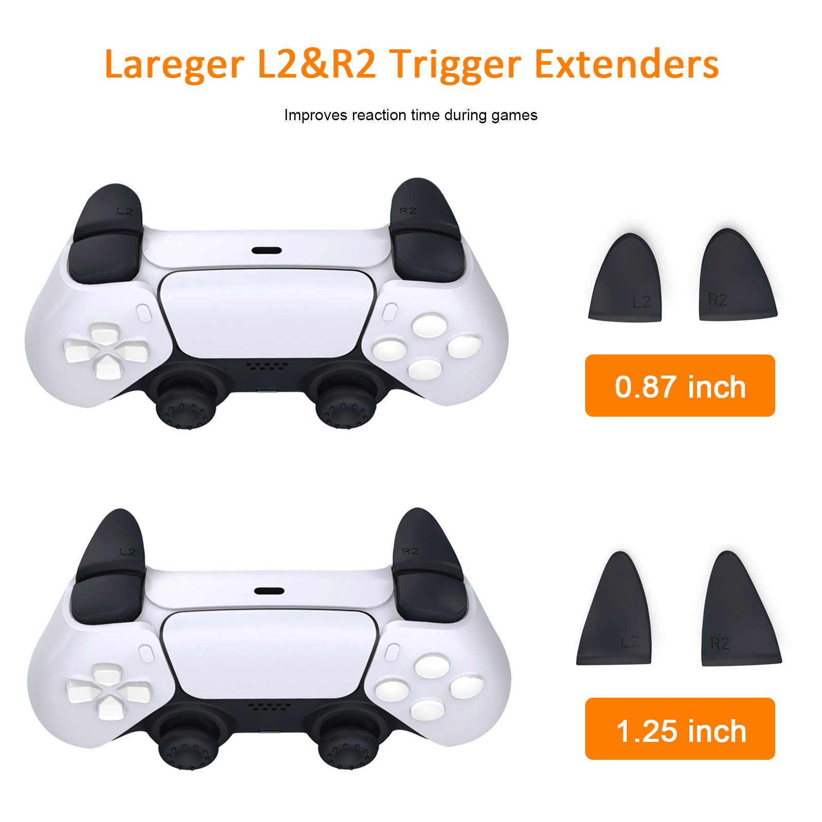 BEJOY Fast Controller Charging Station for PS5 DualSense Controller with Thumb Grips and Trigger Extenders, Dual Wireless PS5 Controller Charger, LED Indicator Charging Dock for PS5 Controller