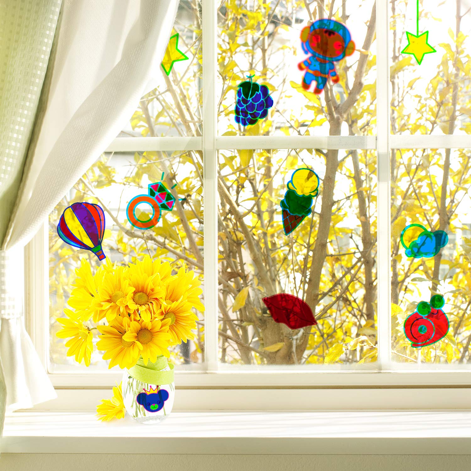 Koltose by Mash Sticky Suncatcher Art Craft Kit for Kids – Sun Catcher Window Art Craft Kit for Girls and Boys Ages 4 – 15, Over 100 Designs