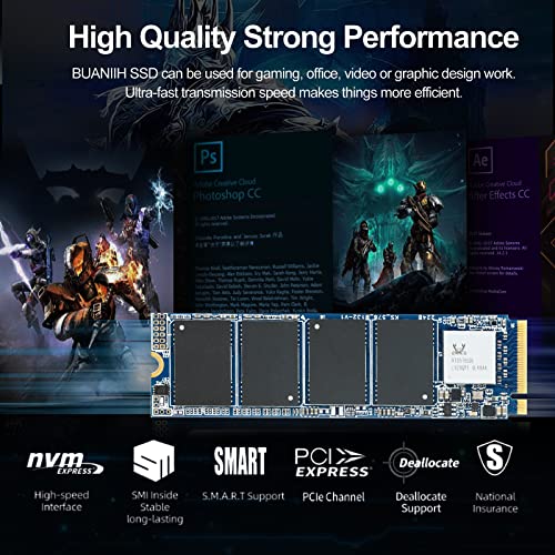 BUANIIH SSD 1TB PCle 3.0x4, NVME M.2 2280, Internal Solid State Drive,Storage and Memory Expansion for Gaming,Speeds of up-to 3400MB/s
