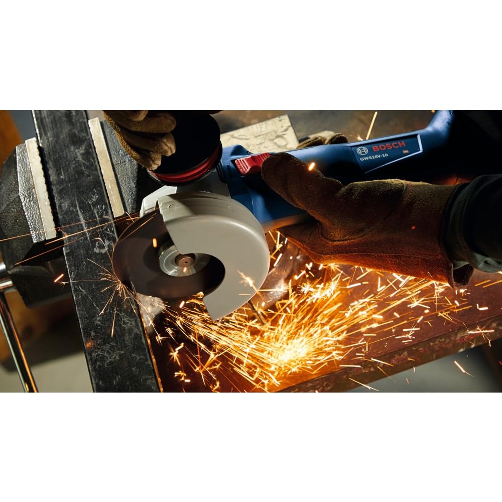 BOSCH GWS18V-10N 18V Brushless 4-1/2 – 5 In. Angle Grinder with Slide Switch (Bare Tool), Black