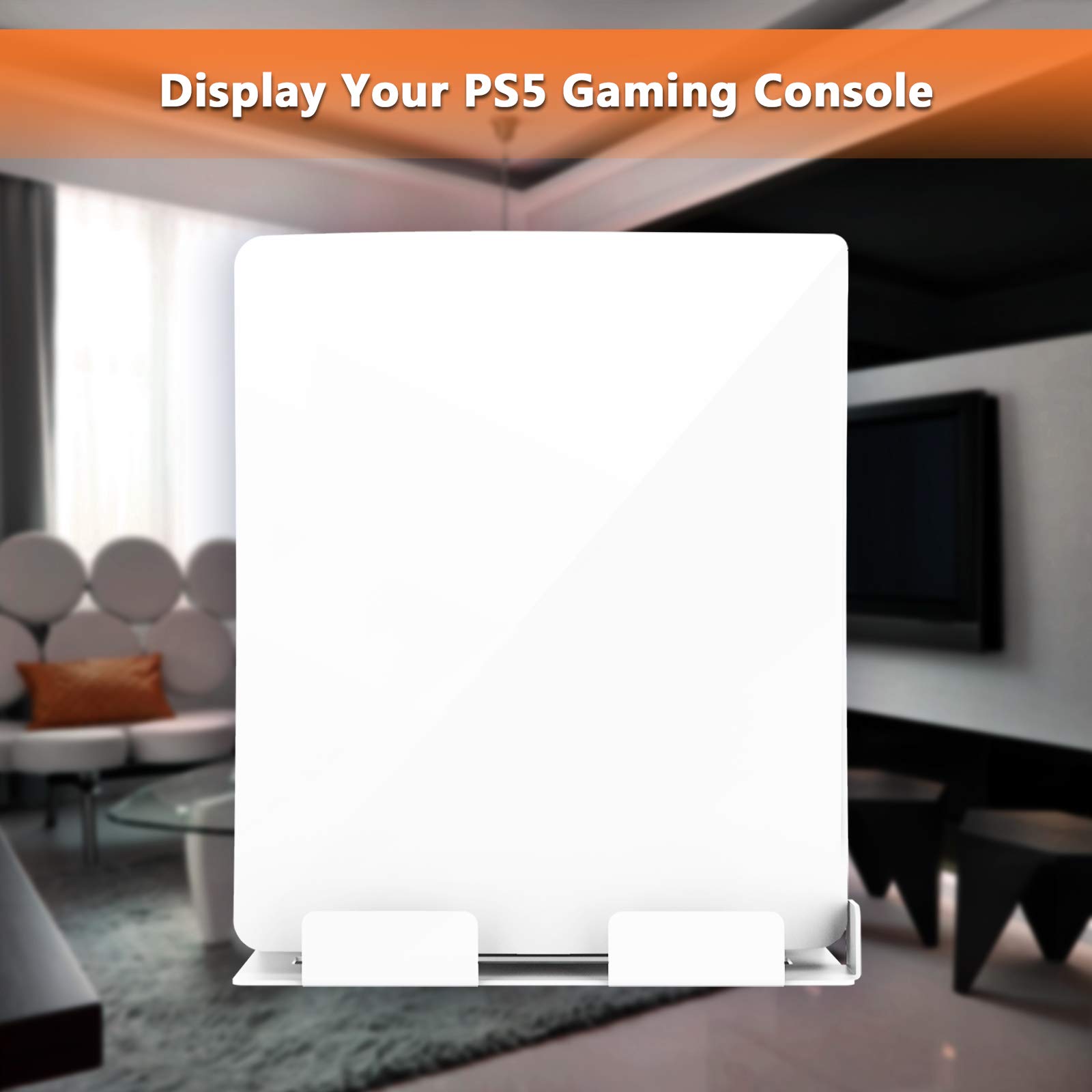 BEJOY Wall Mount for Playstation 5, Wall Mount Bracket Set with Screwdriver & Screws, Sturdy Metal Wall Hanging Holder Stand for PS5 Gaming Console Disk & Digital Edition (White)