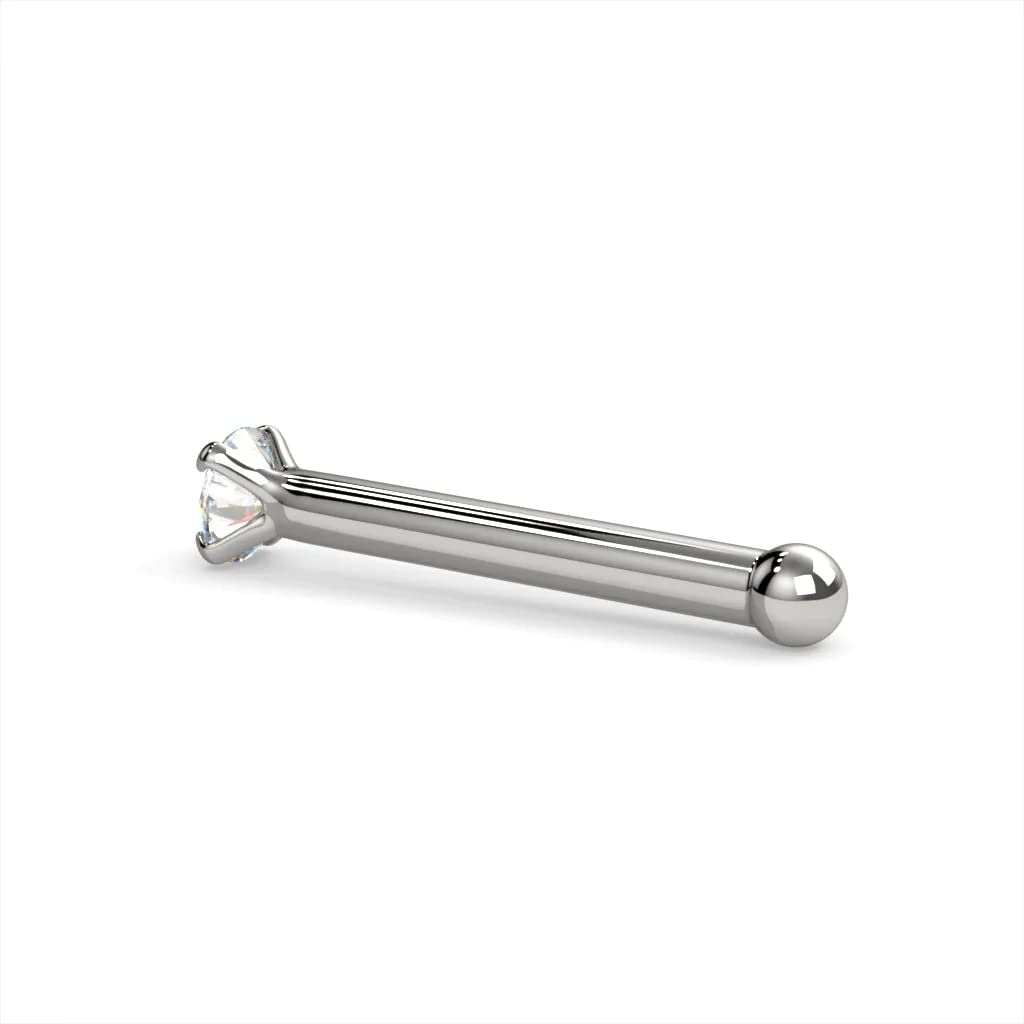 FreshTrends SI1-1.5mm (0.015 ct. tw) Diamond 14K White Gold Nose Ring Bone - 20G
