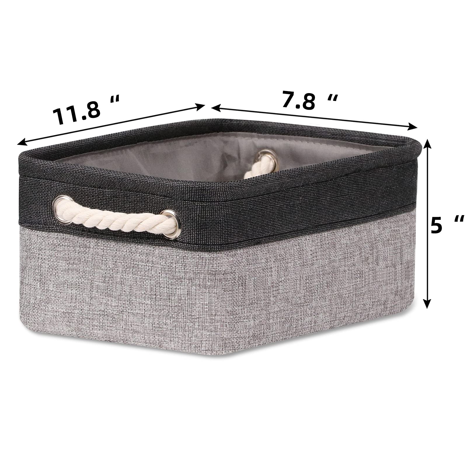 Bidtakay Baskets Set Fabric Storage Bins-Black&Grey Bundled Baskets of 2 Large Baskets 16" X 11.8" X 11.8" + 6 Small Baskets 11.8" X 7.8" X 5"