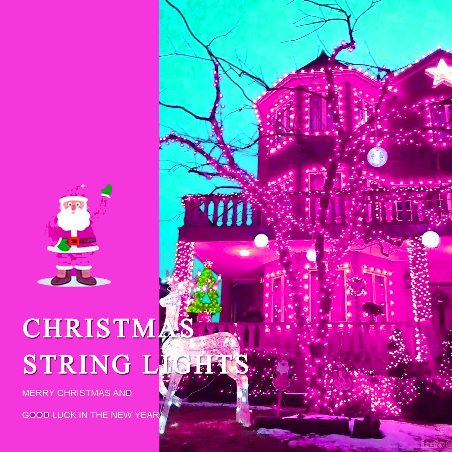 FULLBELL Valentines Day Decorations Pink Lights Cherry Blossom Lights Flower String Lights 33 Feet 100LED 8 Modes Wedding Party Indoor Flower Lights Bedroom Birthday Pink Room Decor (Pink)