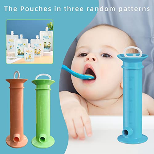 Fruit Puree Filler,Portable Fruit Squeeze Puree Filler Fruit Juice Food Maker with 9pcs Reusable Pure Color Pouches for Kids (Green)
