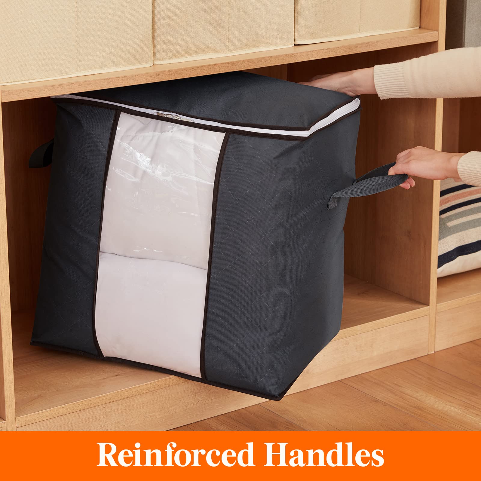 Lifewit 3 Pack 35L Clothes Storage Bag Organizer (Blue), Bundle with 3 Pack 90L Clothes Storage Bag (Grey)