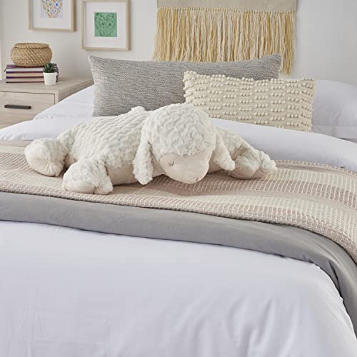 Mina Victory Plush Lines Foldable Lamb Stuffed Animal Ivory 18" x 22" Throw Pillow