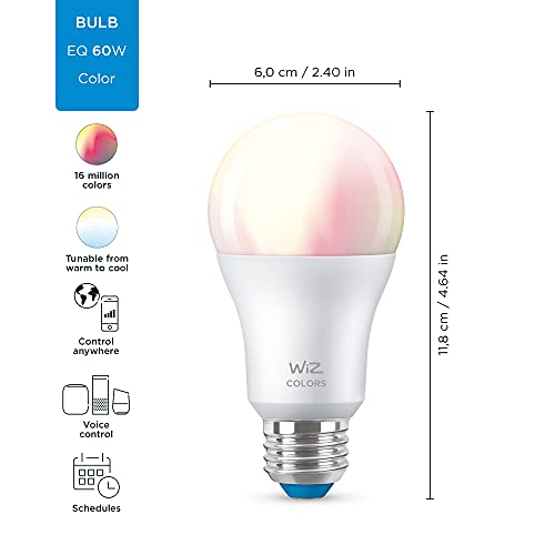 WiZ 60W A19 Soft White LED Smart Bulb - Pack of 1 - E26- Indoor - Connects to Your Existing Wi-Fi - Control with Voice or App + Activate with Motion - Matter Compatible