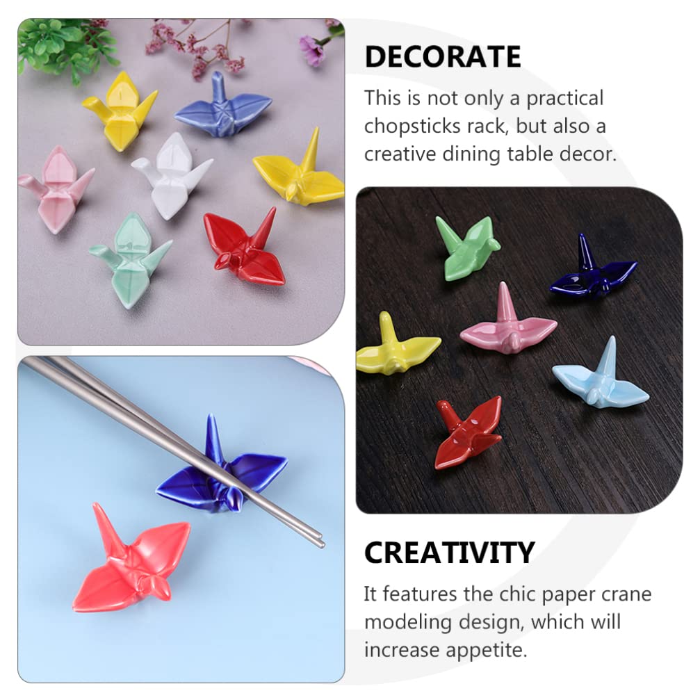 BESPORTBLE 6pcs Porcelain Chopstick Rest Ceramic Chopsticks Holder Origami Crane Chopsticks Stand Rest for Spoon Fork Tableware