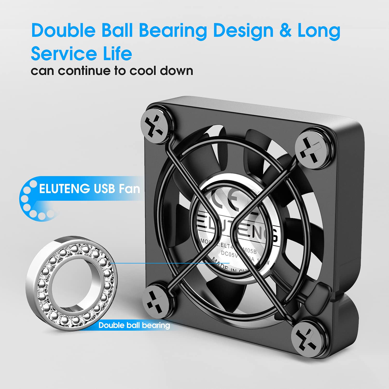 ELUTENG Dual 40mm USB Fan with 3 Speeds Adjustable 5V PC Fan Max 5500RPM 40mm * 40mm * 25mm Mini Case Fan Quiet Computer Fan Compatible for PC, TV Box, Router, Xbox, PlayStation