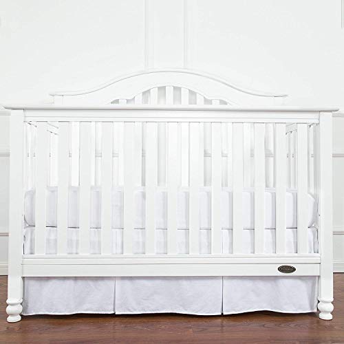 TILLYOU Crib Bed Skirt White Pleated for Baby Boys Girls, 100% Natural Soft Dust Ruffle, Standard Nursery Bedding Toddler Bedskirt Solid, 14" Drop