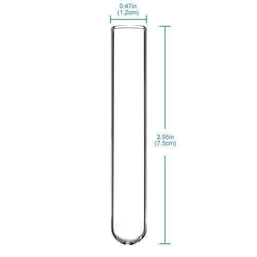 StonyLab 200 Pack Borosilicate Glass Round Bottom Test Tubes, 12 mm OD X 75 mm Length (200 Pack)