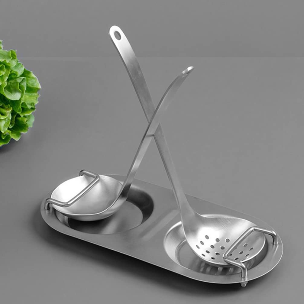 Cabilock Stainless Steel Spoon Rack Ladle Rest Chopsticks Pillow Pot Spoon Holder Cutlery Stand Pan Lid Holder Gold Spoon Rest Utensils Rest Utensil Holder Household Cutlery Rack
