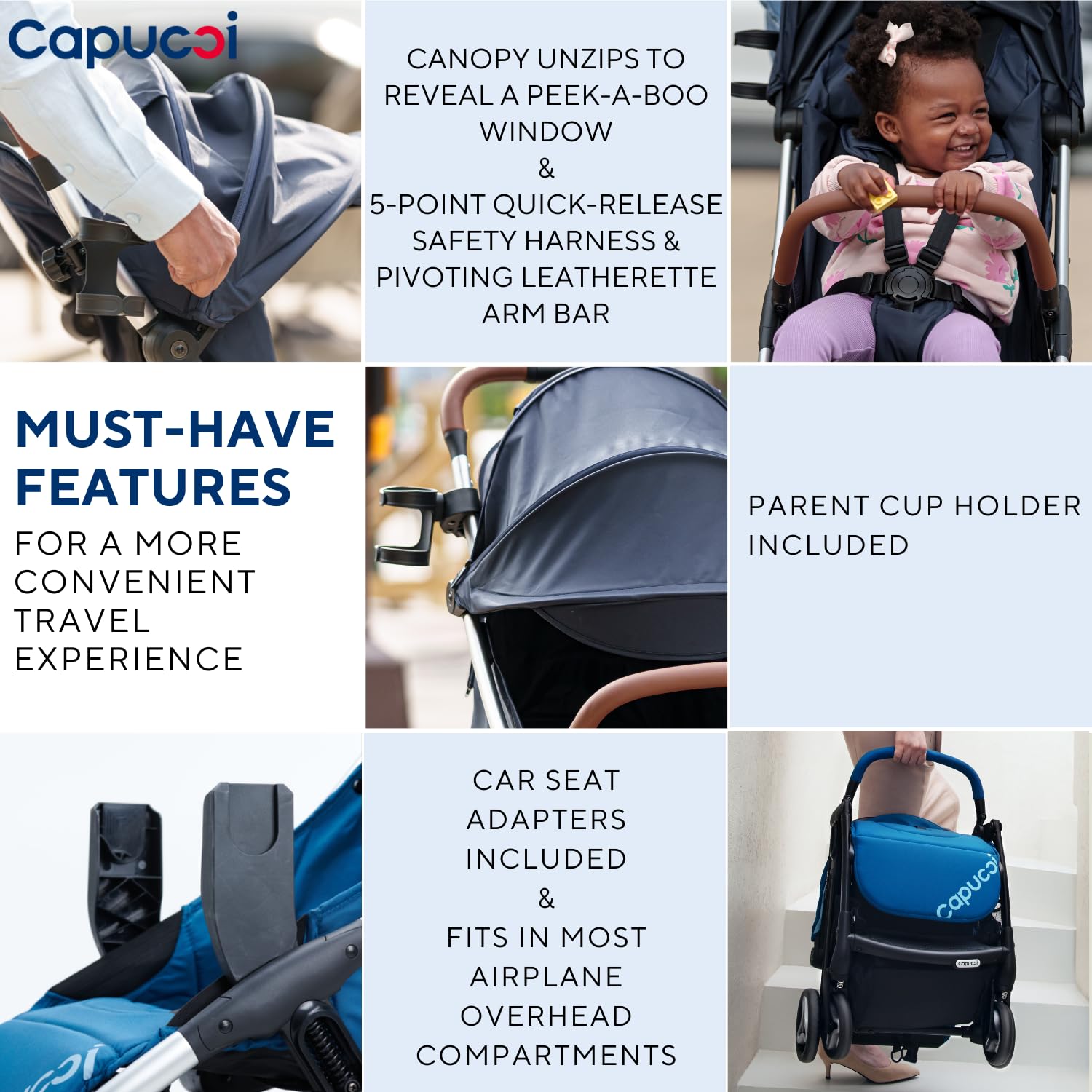 Capucci Memento Stroller Lightweight & Ultra Compact, Overhead Luggage Approved, Quick Fold Baby Stroller, Thyme Green