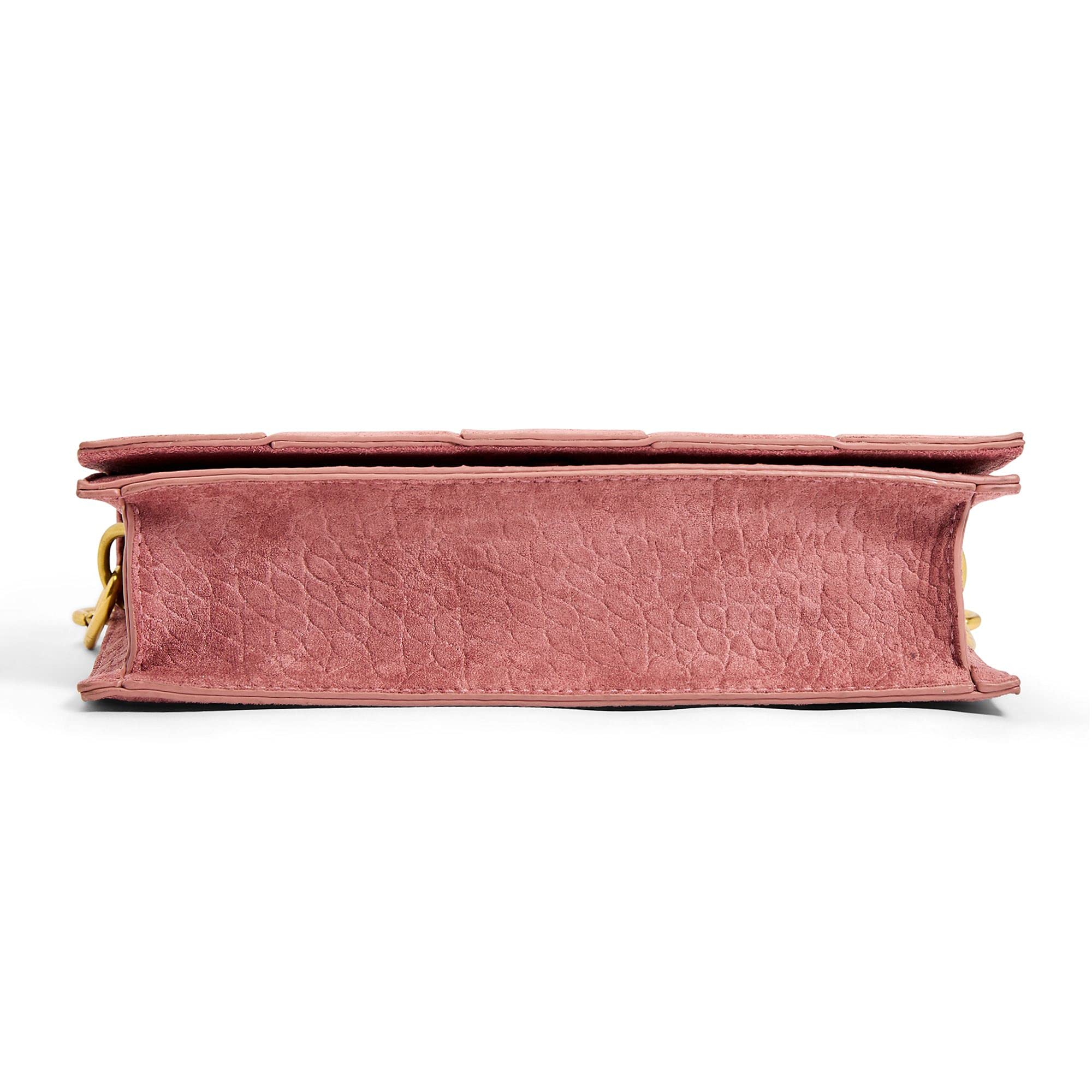 Like Dreams Women's Gold Chain Link Padded Fashion Hailey Woven Suede Crossbody Handbag (Mauve)