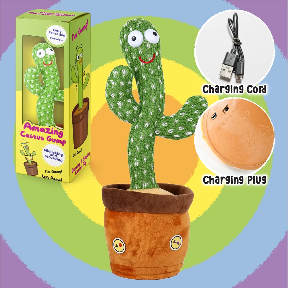 Mimoji Dancing Cactus, Talking Cactus Toy for Baby Cactus Toy Mimic with 60 Popular Songs (Rechargeable)
