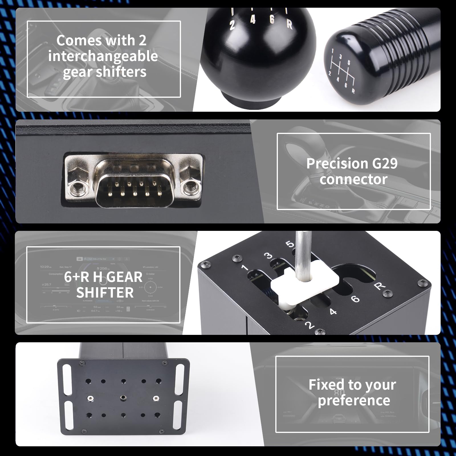 CNRAQR PS4/PS5/PC Racing Game Simulator Shifter 6+R H Gear Shifter-Compatible with PlayStation4/5 G29 PC Windows Racing Wheels Driving Force Shifter