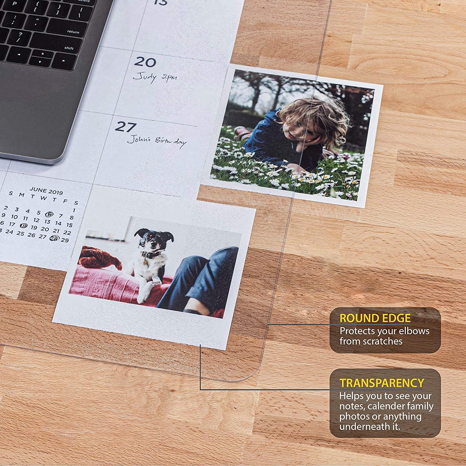Awnour Clear Desk Mat, 34x17 inches, Clear Table Protector, Desk Protector Mat Clear, Desk Mats on Top of Desks, Clear Desk Protector, Transparent Desk Writing Mat with Mouse Pad for office & home