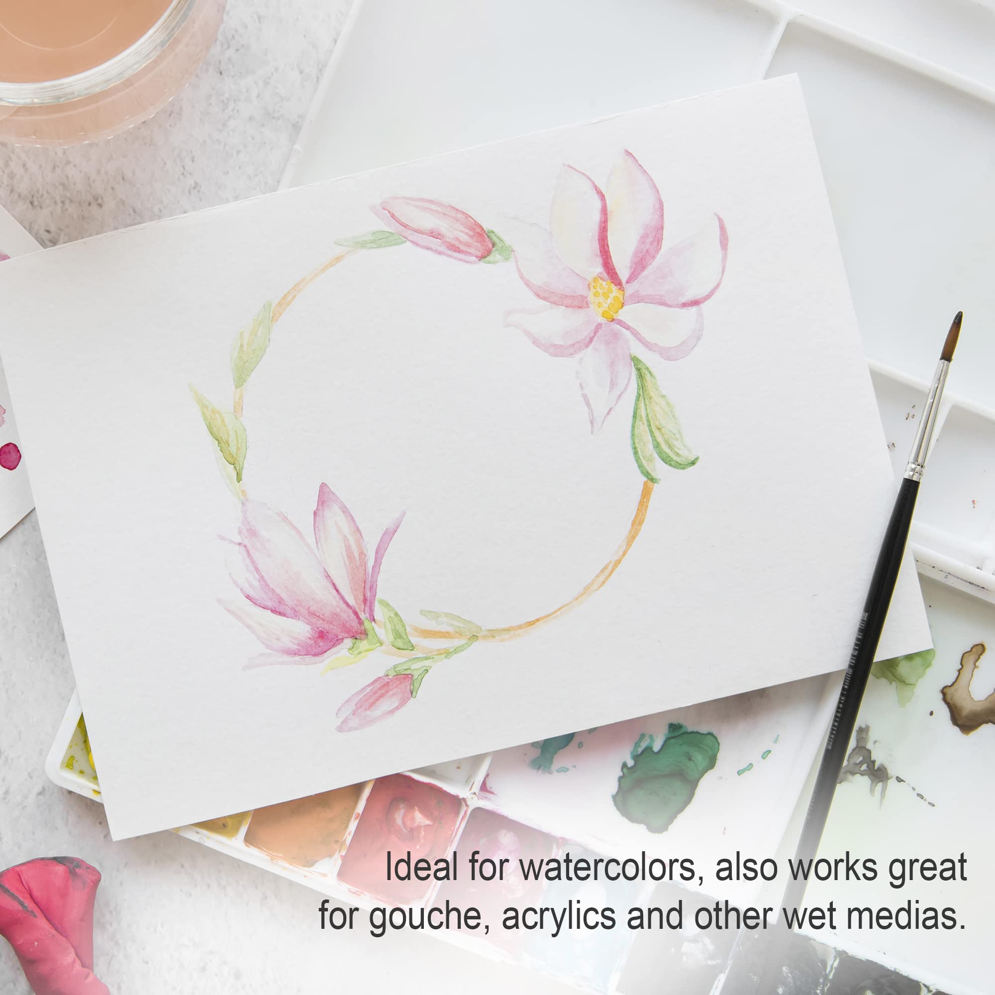 AUREUO Watercolor Canvas Pad - 12x16 Inch, 10 Sheets, 1 Pack - 270g, 100% Cotton White Blank Canvas for Watercolor Painting