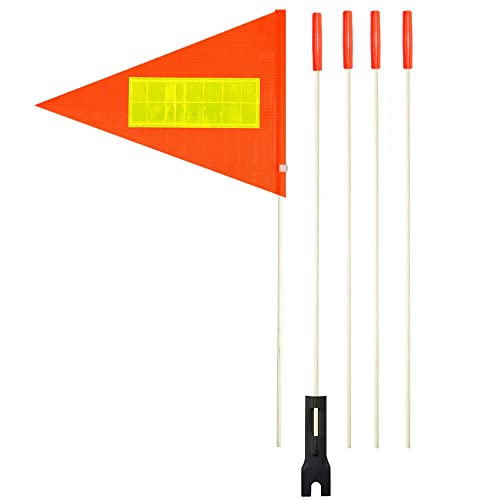 Bike Safety Flag Heavy Duty Fiberglass Pole Polyester Flag with Reflective Strip(1 Pcs)