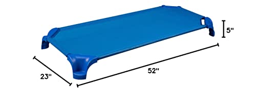 Sprogs Deluxe Heavy-Duty Childrens Standard 52"L Stackable Daycare Cot with Easy Lift Corners Cots for Preschool Kids Sleeping, Resting, and Naptime, SPG-16138-AS, Blue, Green, Red, Yellow (Pack of 4)