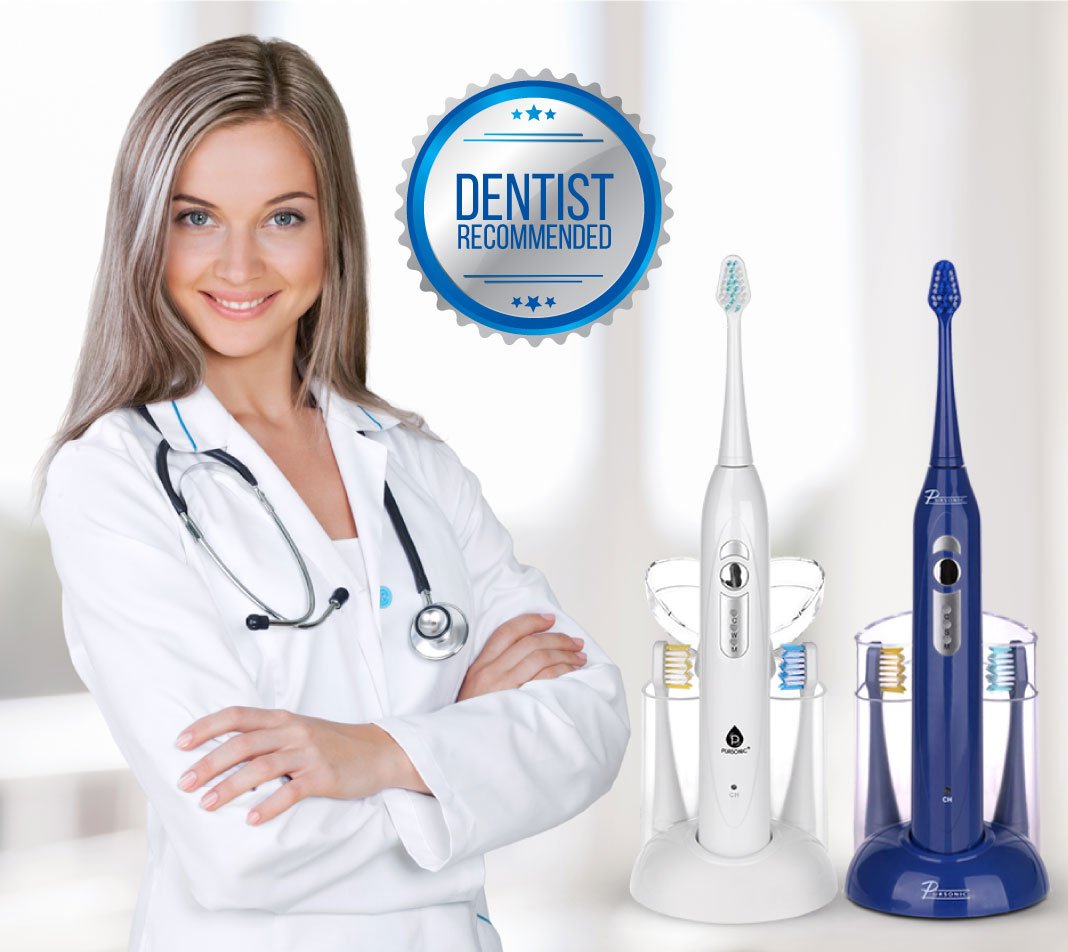 Pursonic S430 SmartSeries Electronic Power Rechargeable Sonic Toothbrush with 40,000 Strokes Per Minute, 12 Brush Heads Included (White)