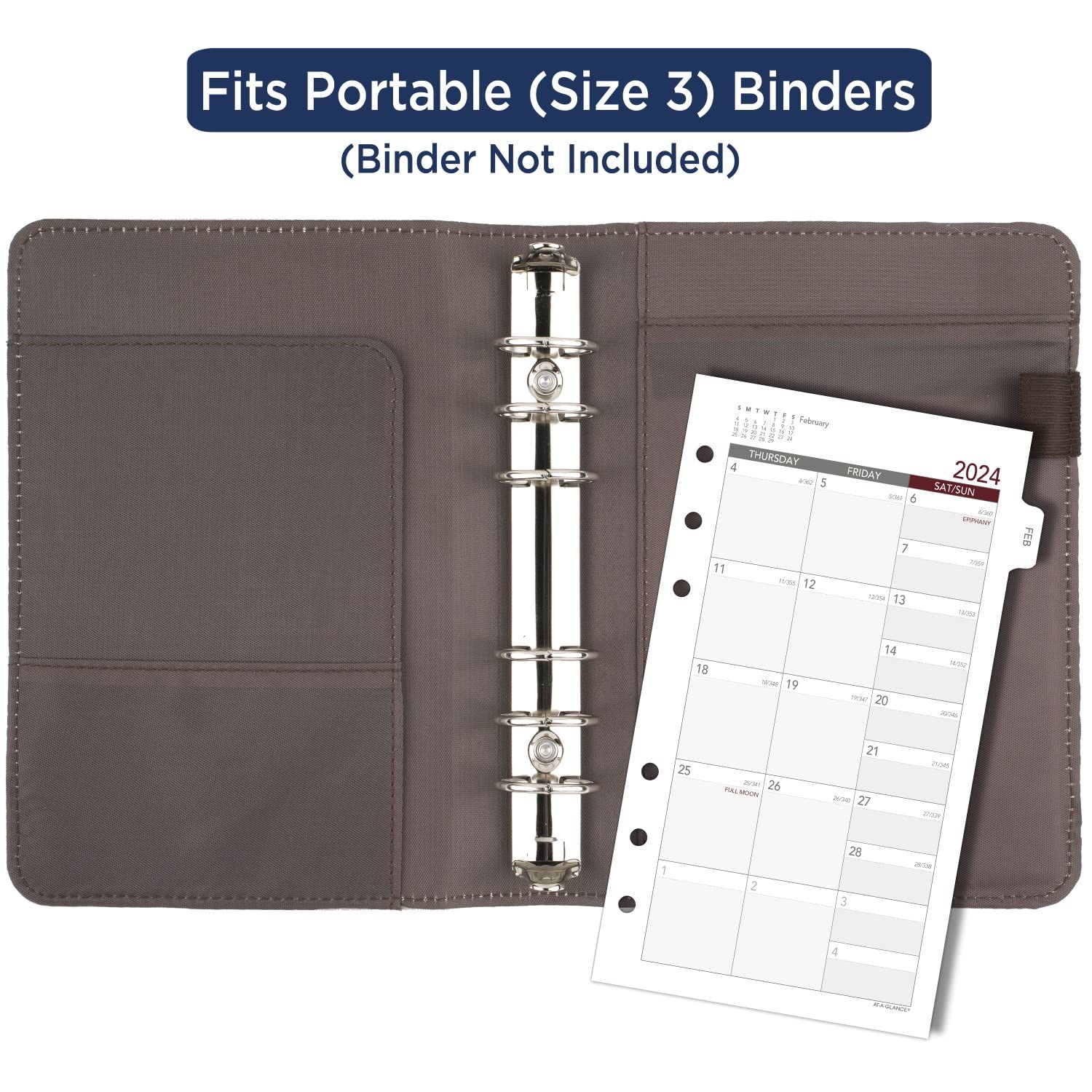 AT-A-GLANCE 2024 Monthly Planner Refill, 3-3/4" x 6-3/4", Portable Size, Loose-Leaf (063-685Y)