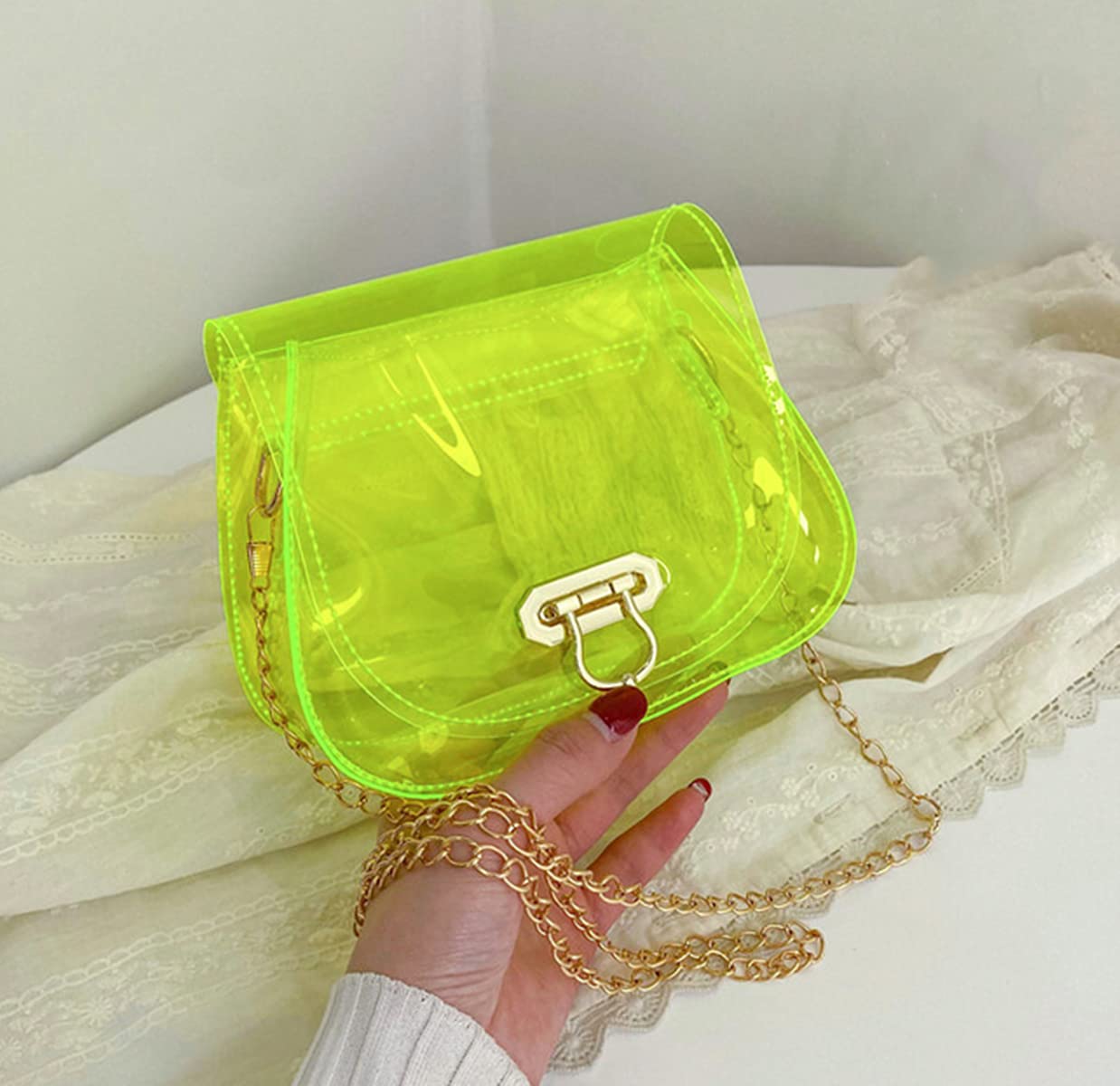 MINGSEECESS Women Clear Crossbody Purse Bag Transparent Clutch Message Bag See Through Handbag Wallet