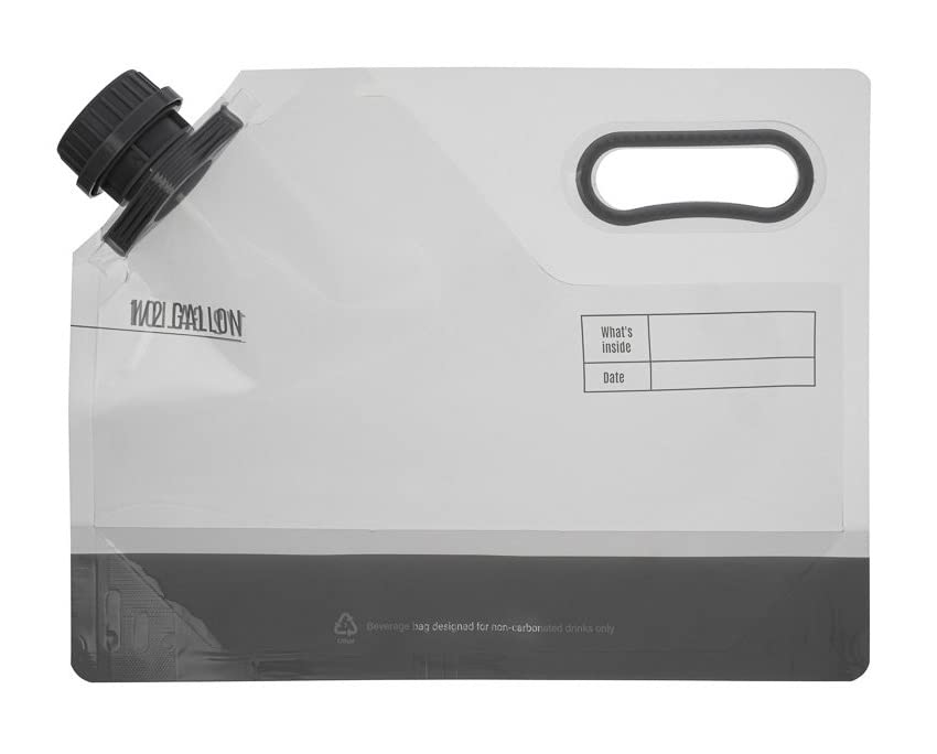 Bits N Things 1/2 Gallon Water Containers, Pack of 5 Drink Bags - Collapsible, Includes Tamper-Evident Caps, Clear Plastic Beverage Bags, For Catered Events, Camping, or Hiking, Durable Handle