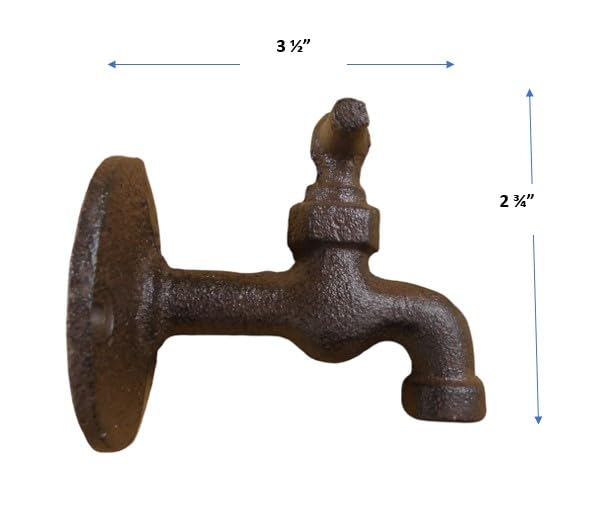 Midwest Craft House 6 Rustic Cast Iron Hooks, Faucet, Spigot Looking, Faux Faucet, Wall Hooks, Coat Hooks, Drawer Pulls