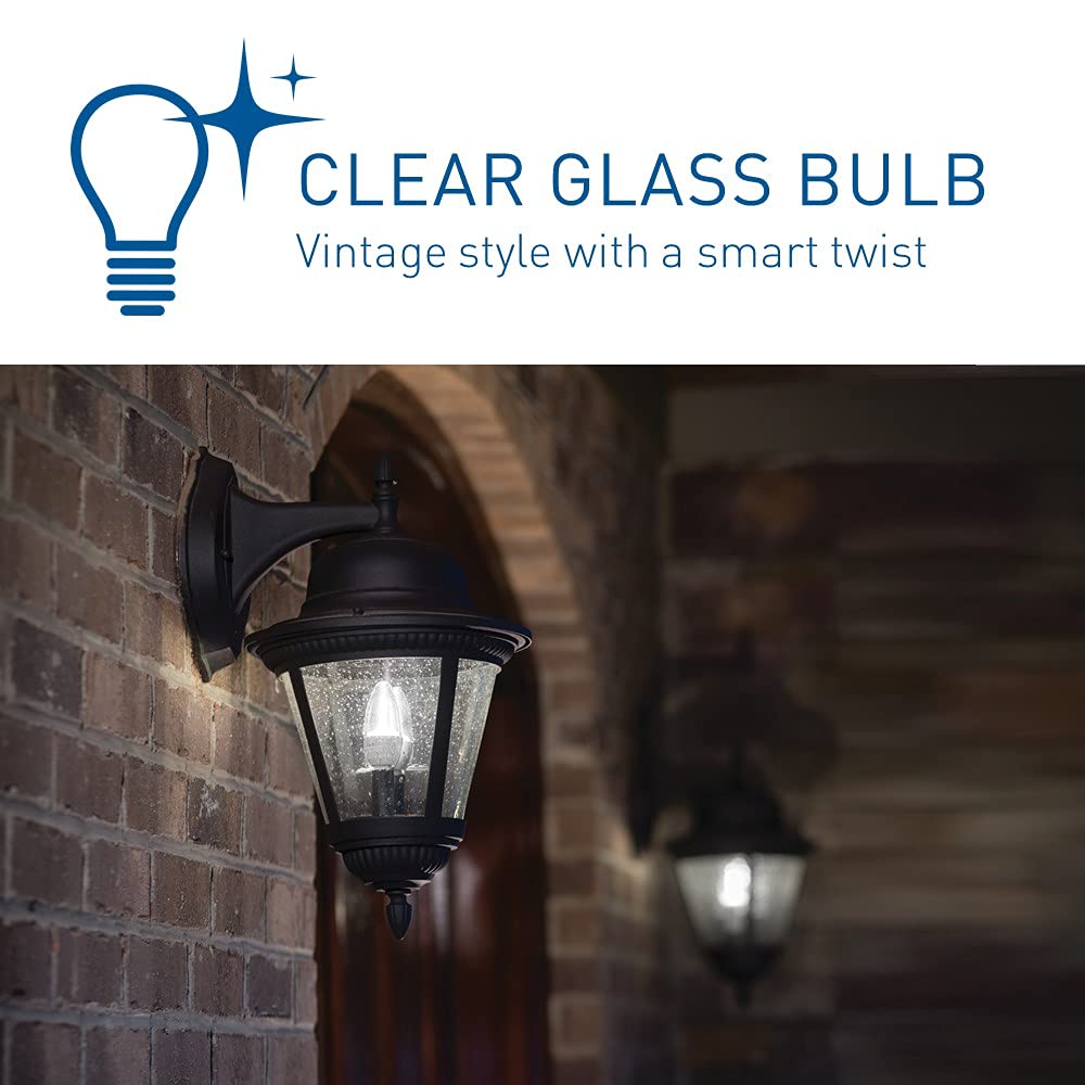 Cree Connected Max Smart Led Vintage Glass Filament Bulb B11 Candelabra 40W Tunable White, 2.4 Ghz, Works with Alexa and Google Home, No Hub Required, Bluetooth + WiFi, 1Pk (Cmb11-40W-Al-9Tw-Gl)